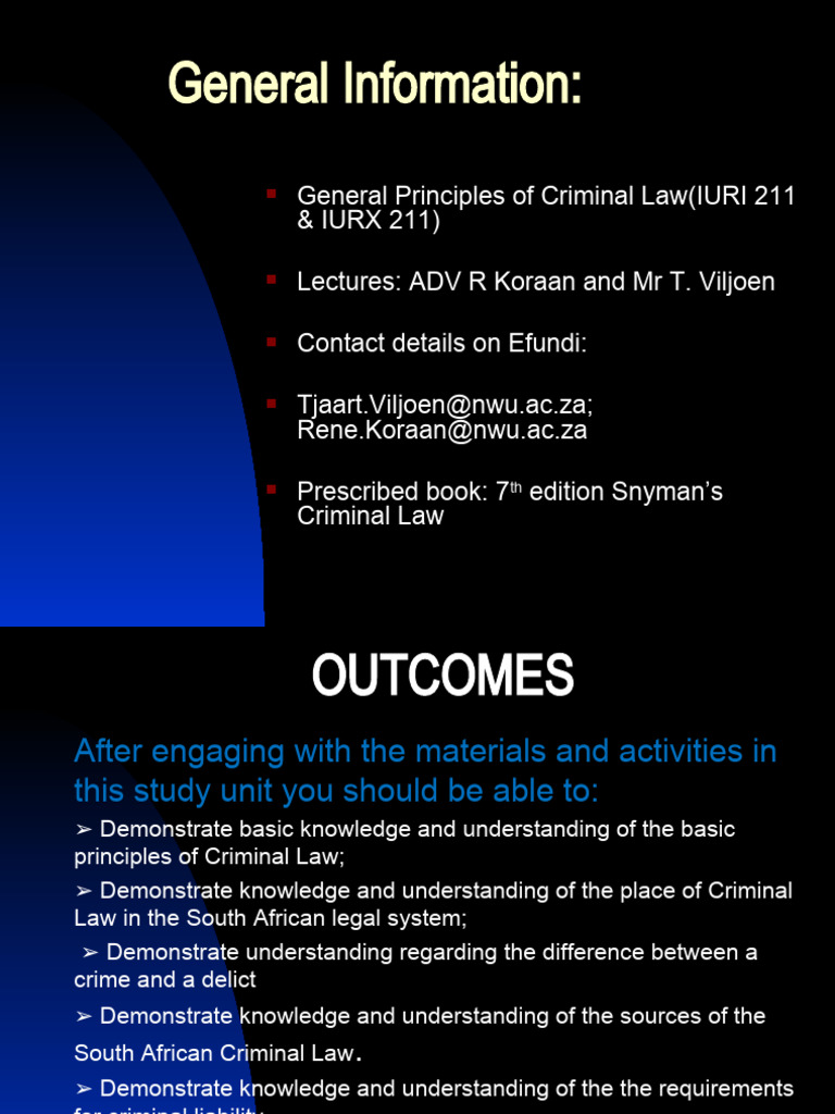 South African Criminal Law Basics | PDF | Crimes | Crime & Violence