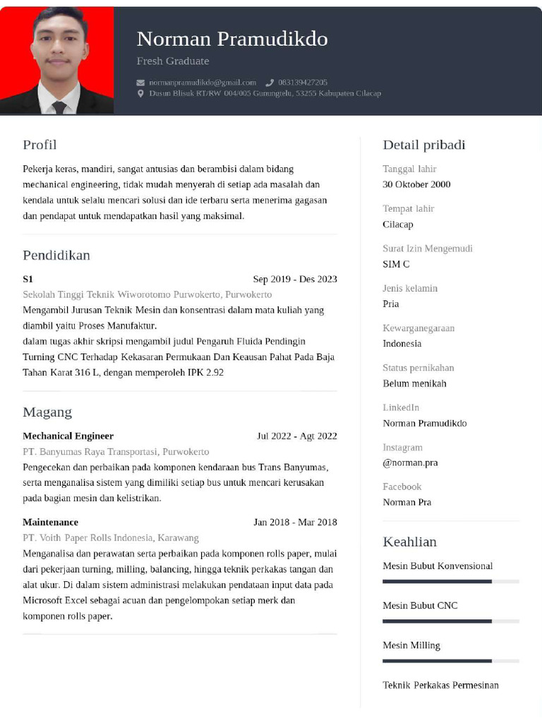 CV Norman Pramudikdo - Baru | PDF