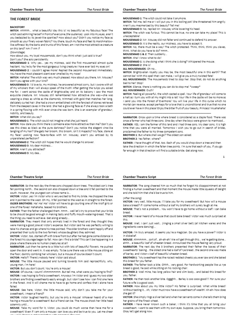 The Forest Bride - Chamber Theatre Script - Landscape | PDF