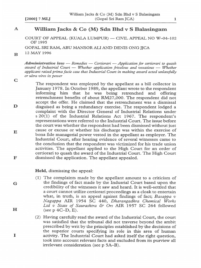 WILLIAM JACKS & CO (M) SDN BHD V S BALASINGAM | PDF