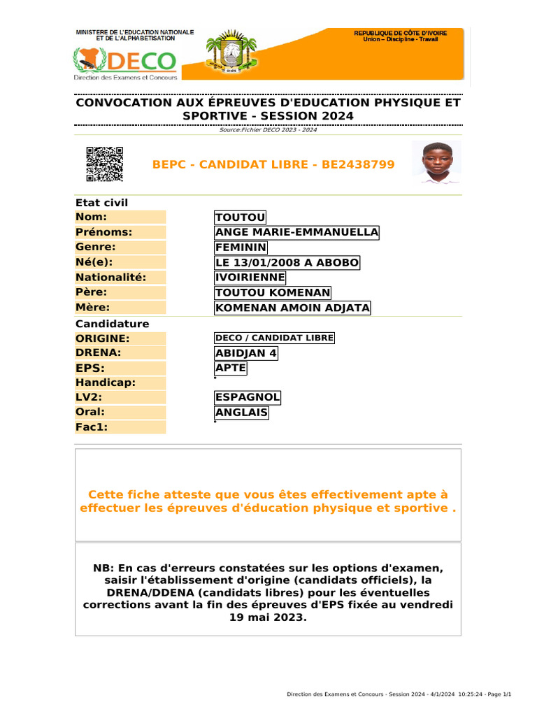 Fiche Eps Bepc Toutou | PDF