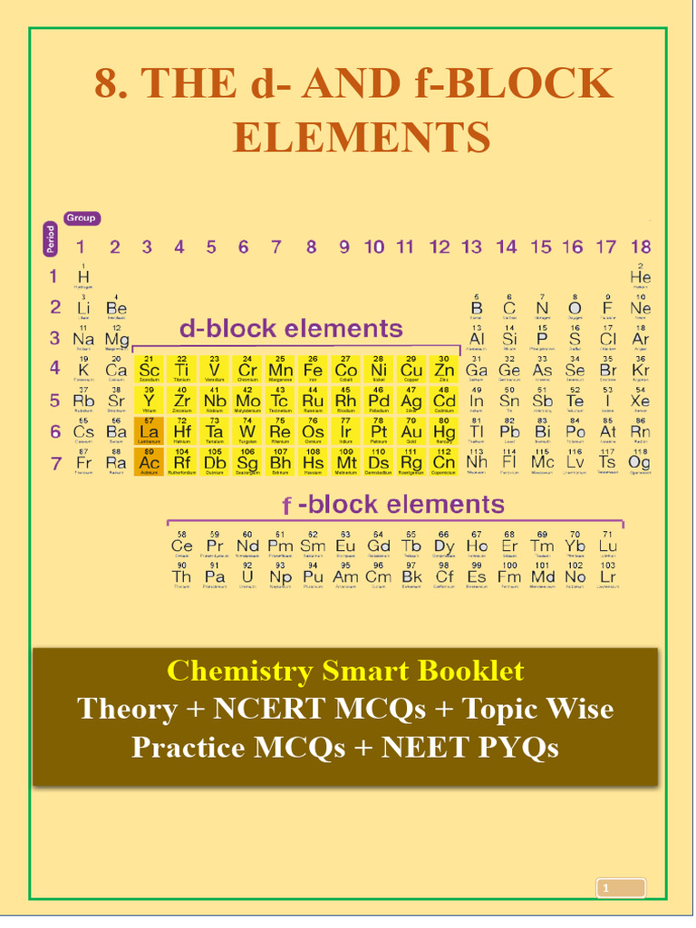 8.the D - and F-Block Elements | PDF | Coordination Complex | Transition Metals