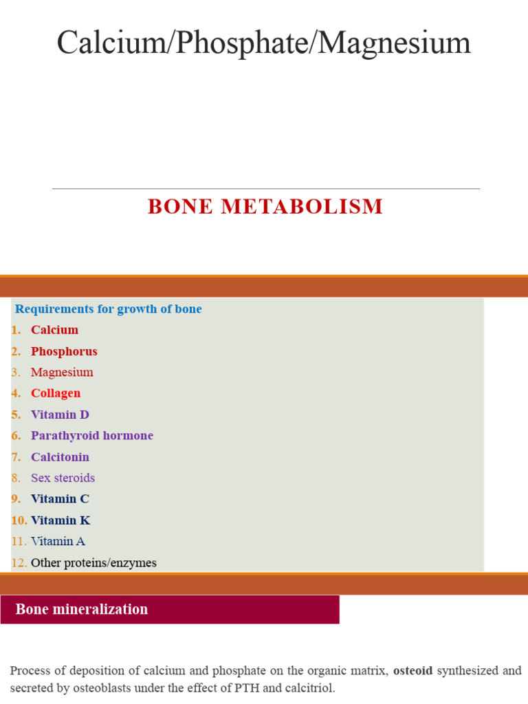 Calcium, Phos, MG | PDF | Calcium | Bone