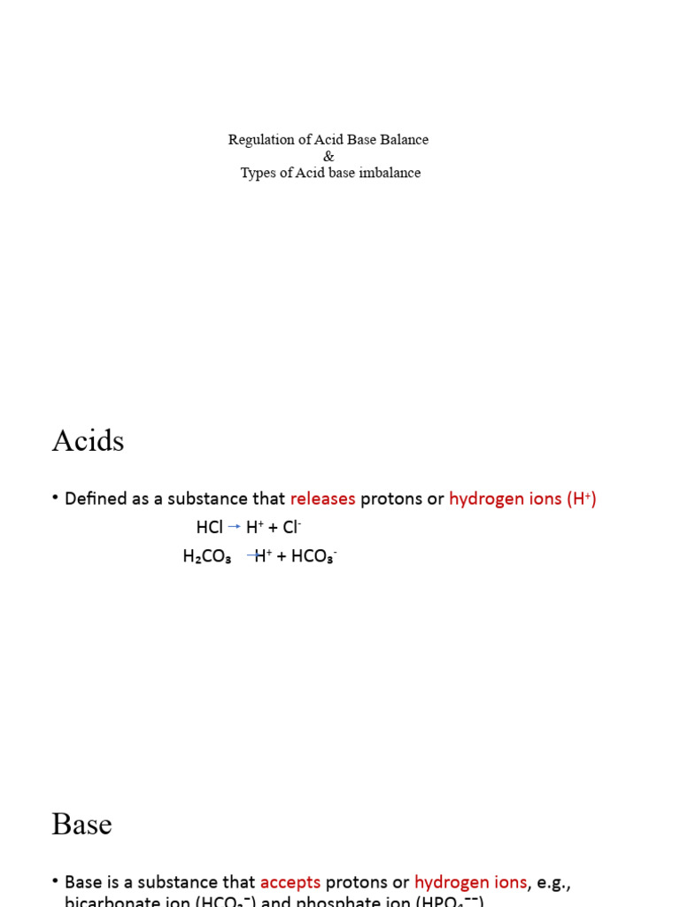 Regulation of Acid Base Balance | PDF
