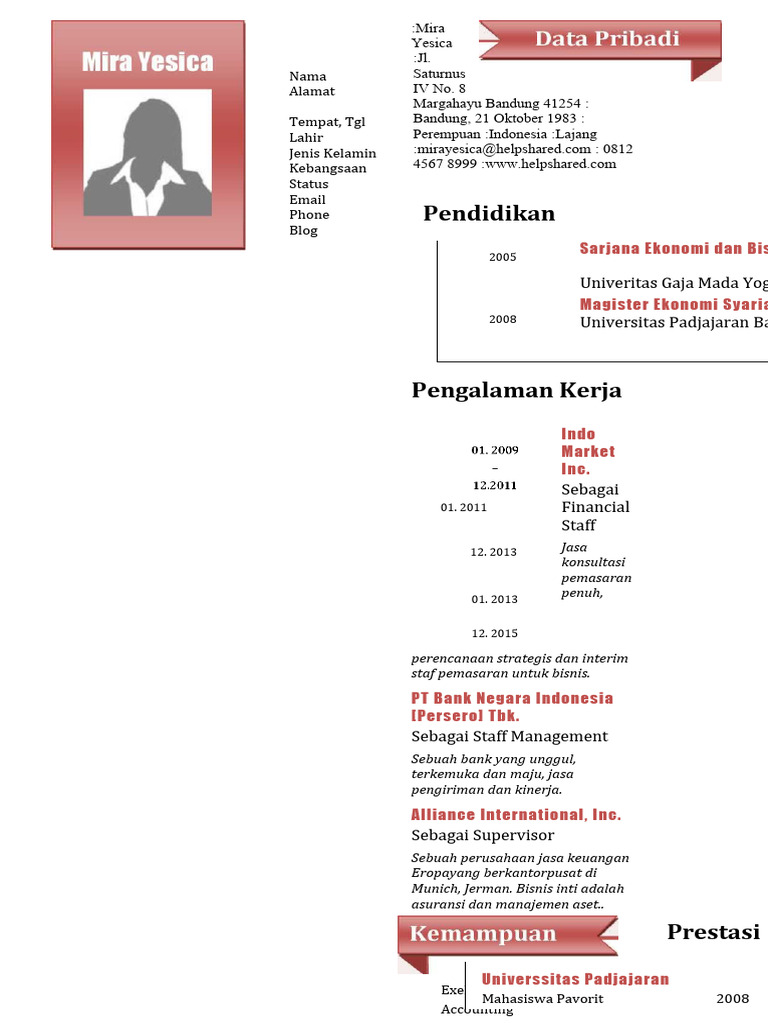 Contoh Template CV Kreatif | PDF