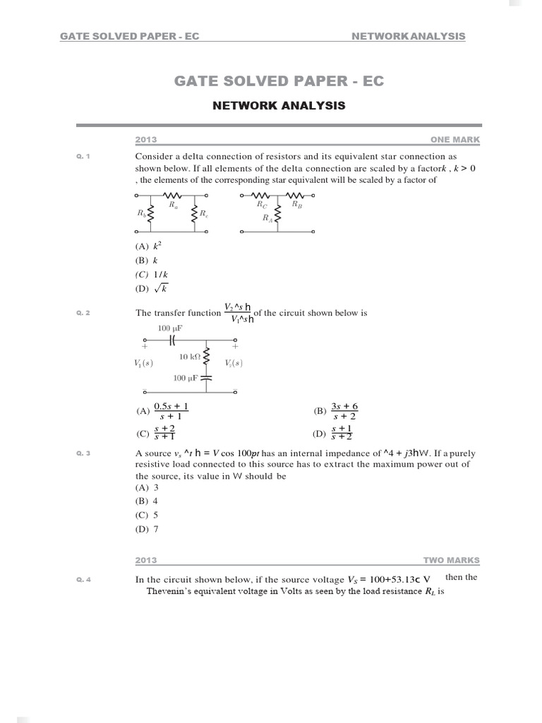 EC Network Analysis | PDF | Network Analysis (Electrical Circuits ... EC Network Analysis | PDF | Network Analysis (Electrical Circuits ...