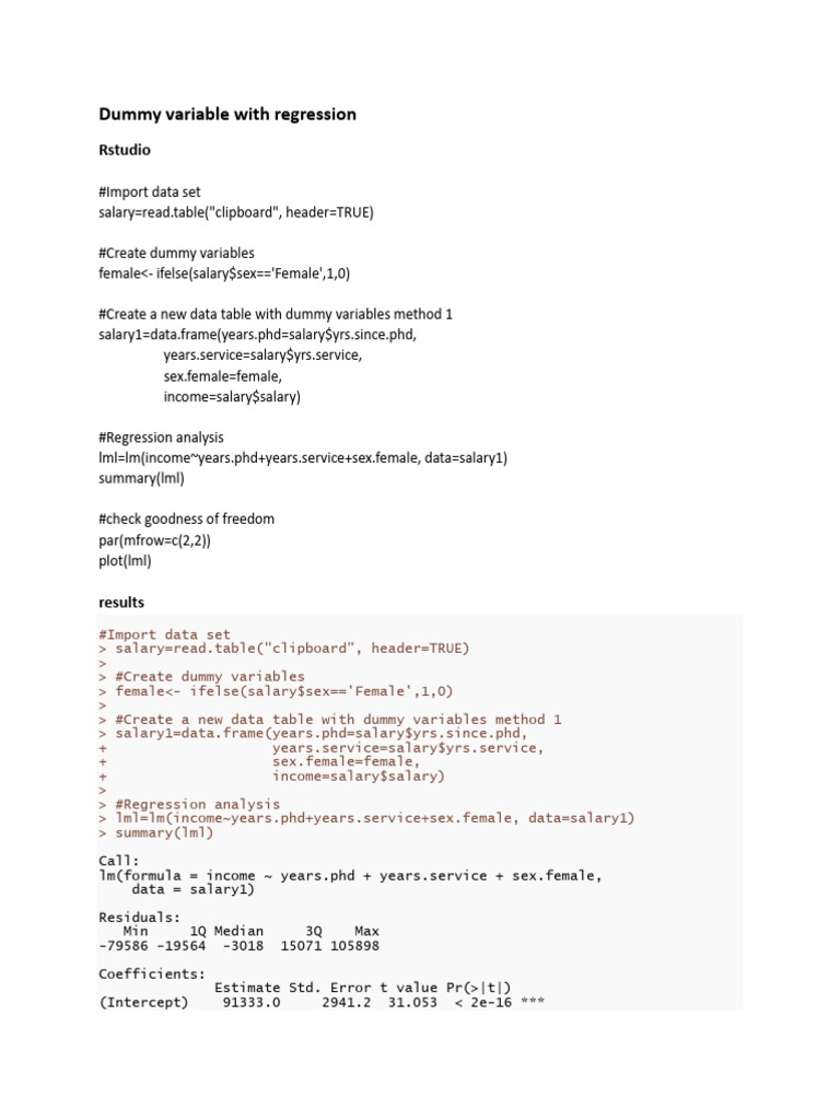 Dummy Variable With Regression | Download Free PDF | Errors And Residuals | Regression Analysis
