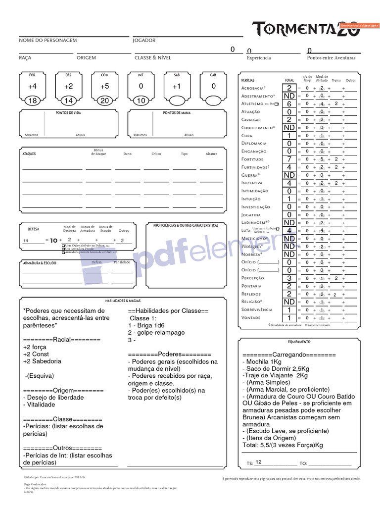 Ficha T20 - Area de Tormenta-Arlon - Ink | PDF