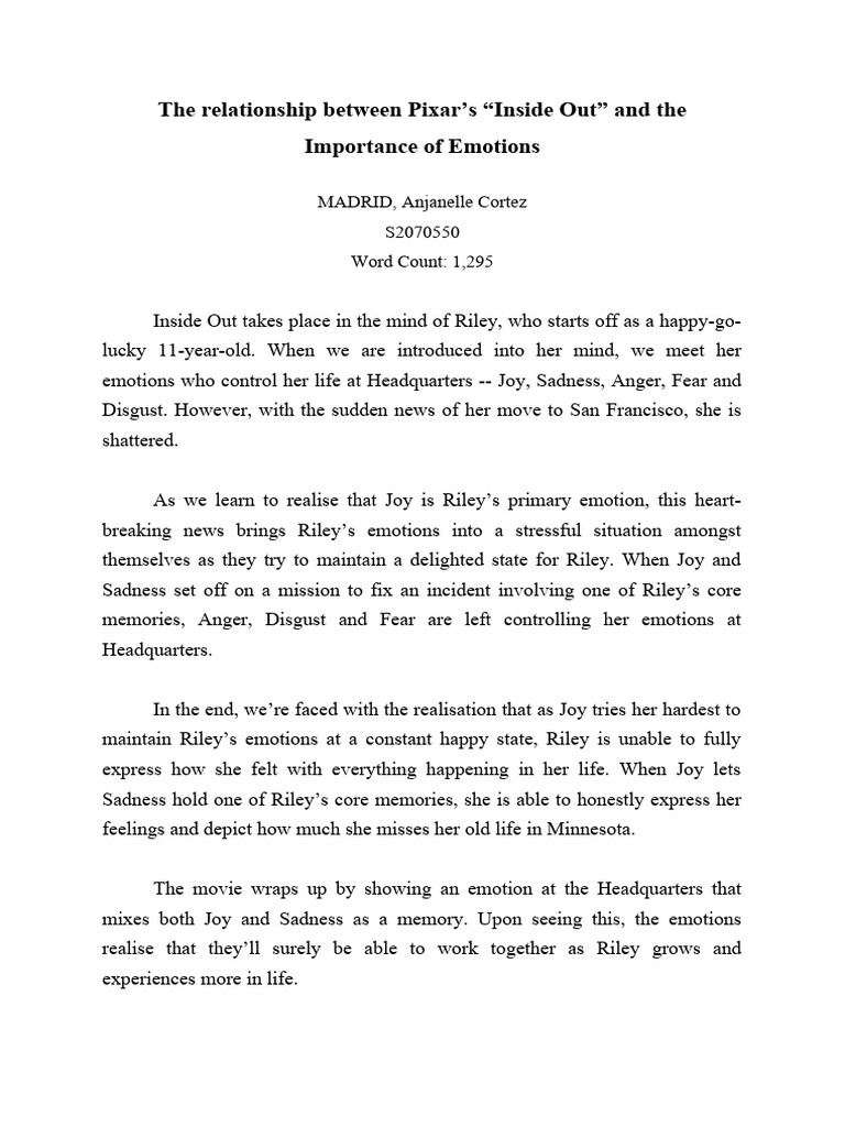 Inside Out: Understanding Emotions | PDF | Emotions | Feeling