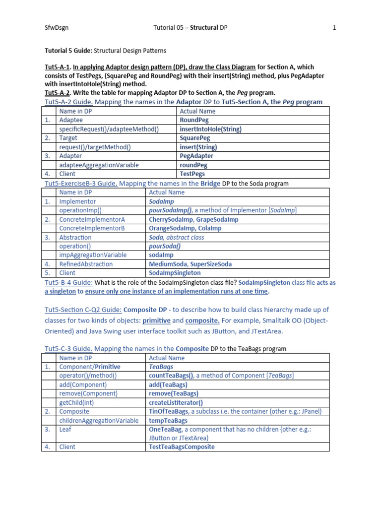 Tut 05 Guide Adptr BRDG CMPST Decortr | PDF | Class (Computer Programming) | Method (Computer ...