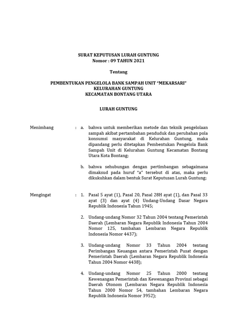 SK BANK SAMPAH Guntung 2021 | PDF