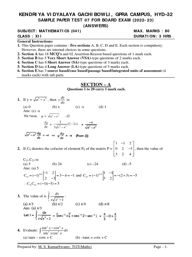 Xii-Sample-Paper-Test-07 Ans | Download Free PDF | Interest | Multiple ...