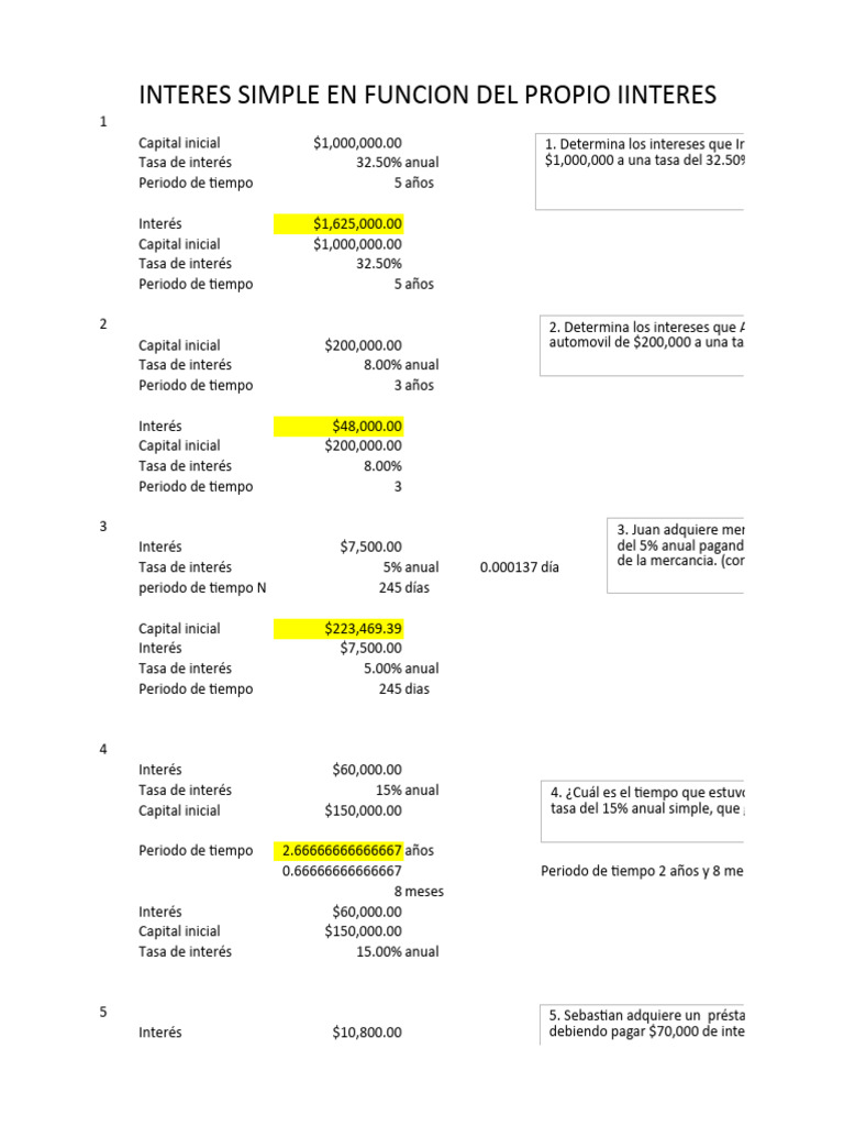 INTERES SIMPLE | PDF | Tasas de interés | Interés