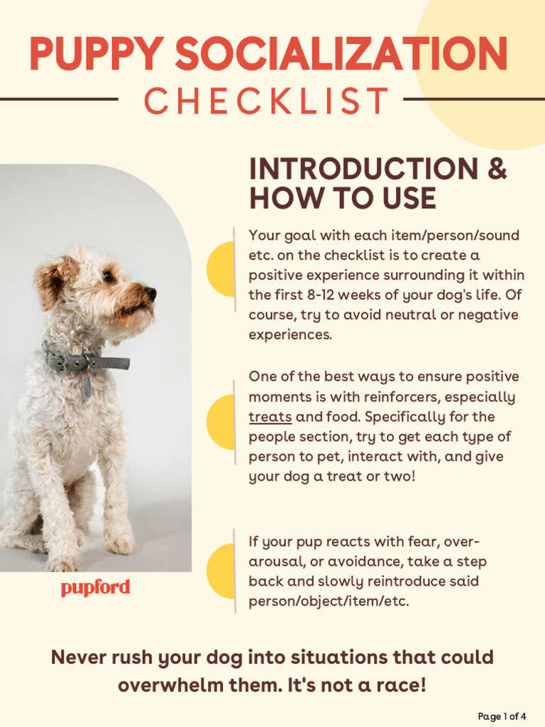 Puppy Socialization Checklist Printable Pdf Pdf Pet Dogs