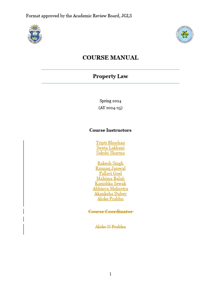 Property Law Course Manual 2024-25 | PDF