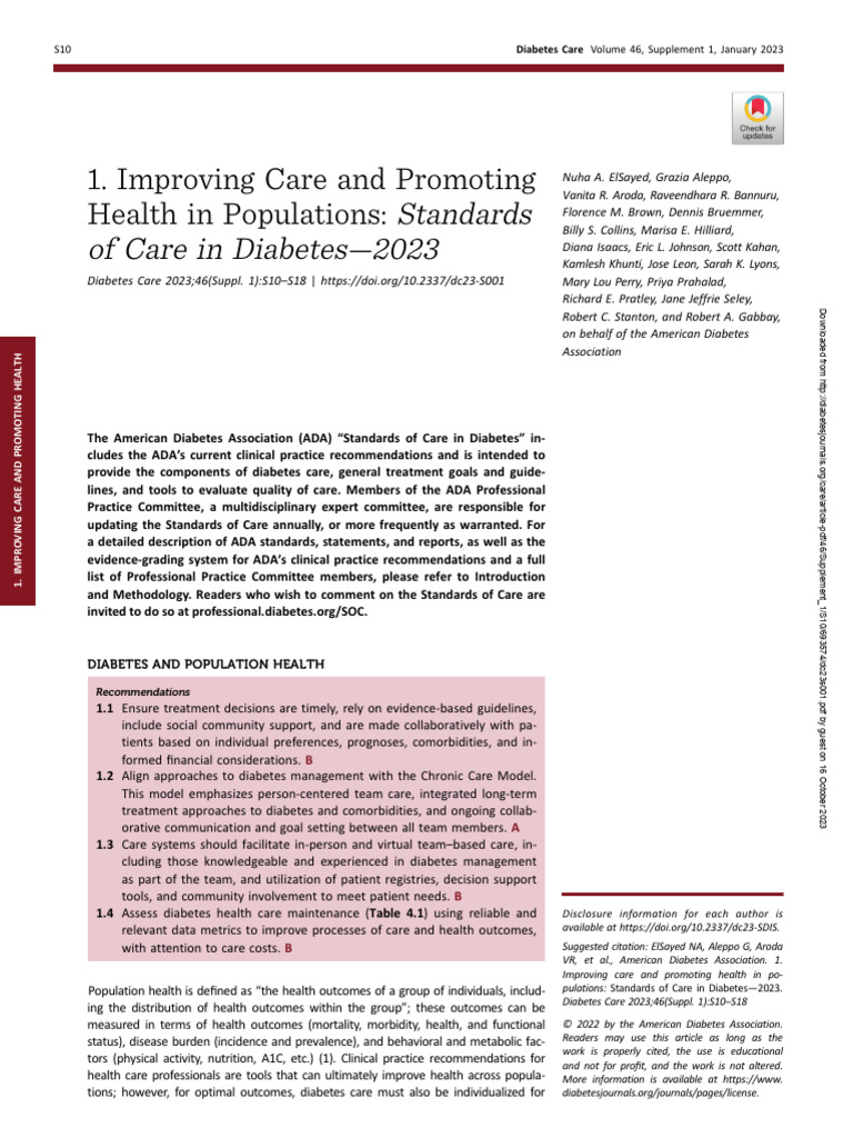 Guia Ada 2023 Ingles | PDF | Chronic Condition | Health Care