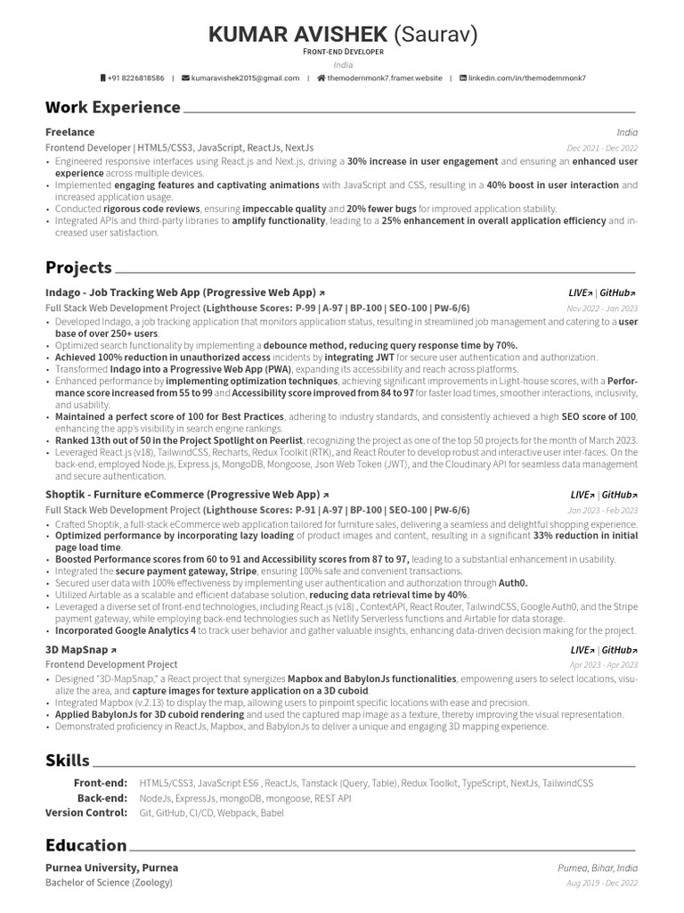 FE Kumar Avishek (Saurav) Resume | PDF | Web Application | World Wide Web