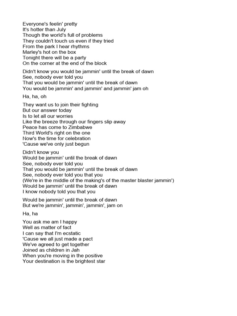 Master Blaster Lyrics | PDF