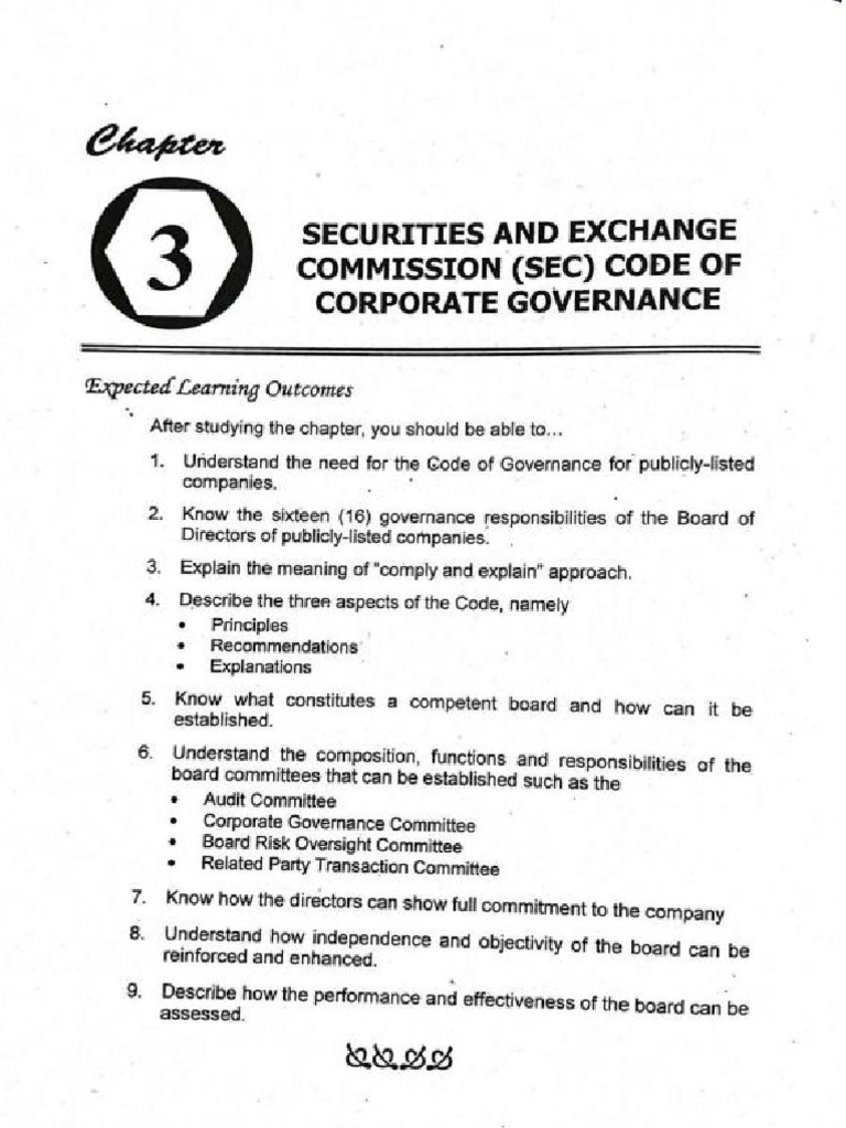 Chapter 3 - SEC Code of Corporate Governance | PDF