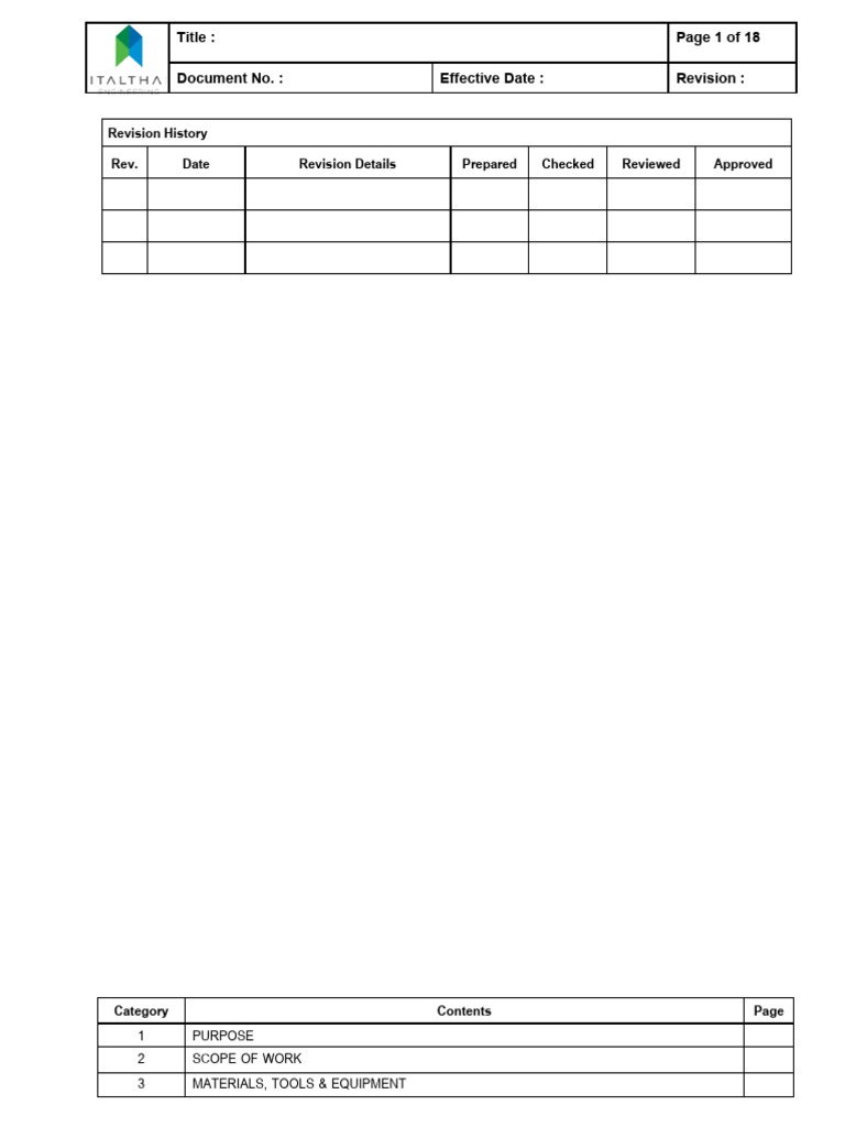 Method Statement Form - CHILLER | Download Free PDF | Pipe (Fluid ...