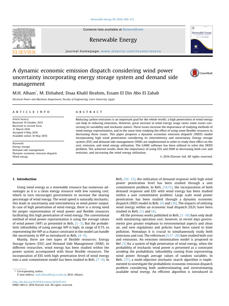 A Dynamic Economic Emission Dispatch Considering Wind | PDF | Wind Power | Applied Mathematics