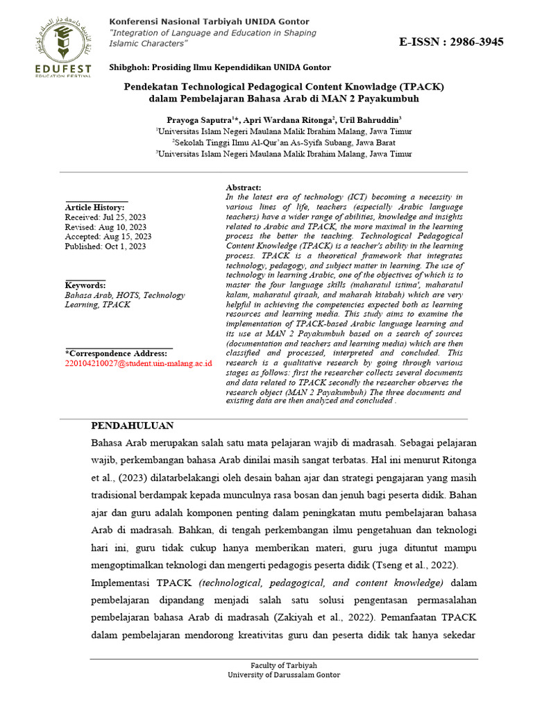 Pendekatan Technological Pedagogical Content Knowladge (TPACK) | PDF ...