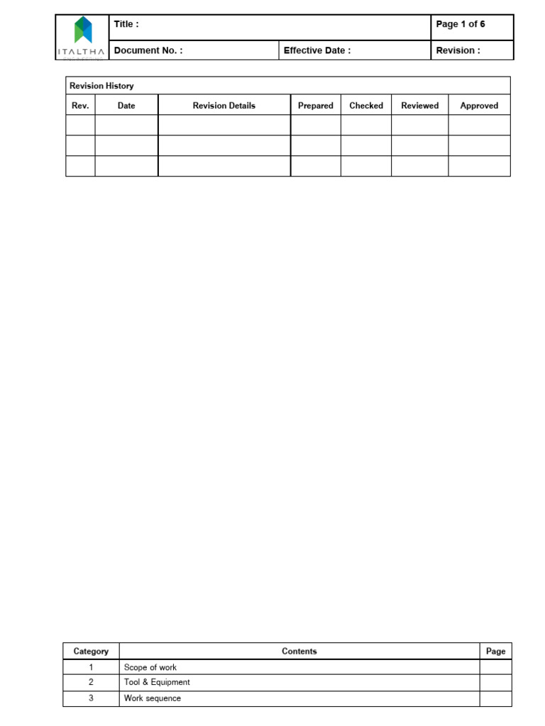 Method Statement Form - Diaphragm Valve | PDF | Valve | Pipe (Fluid Conveyance)