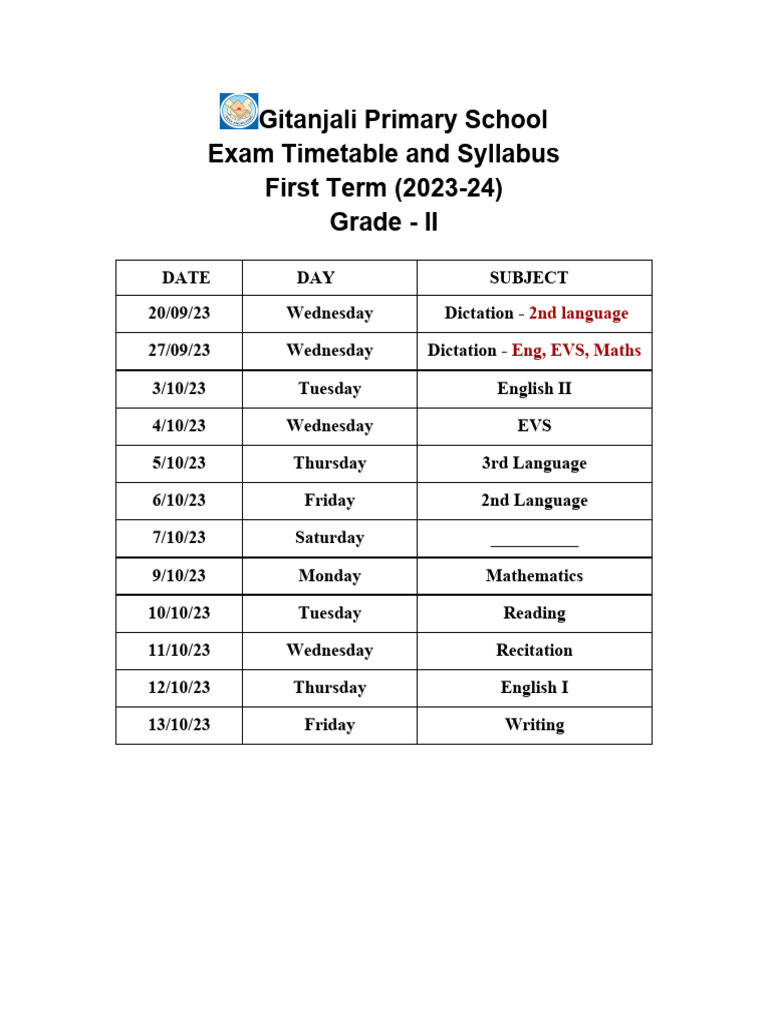 Class II - Portion Paper & Time Table | PDF | English Language | Noun