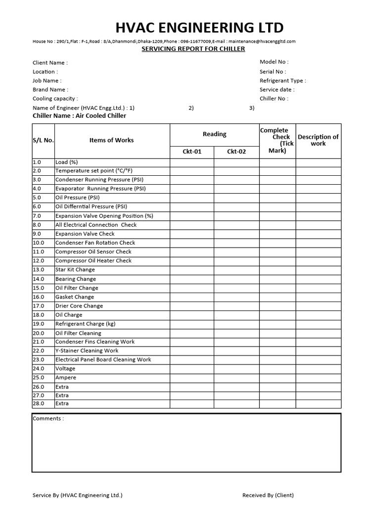 HVAC Service Reports for Chillers & ACs | PDF | Machines | Sustainable ...