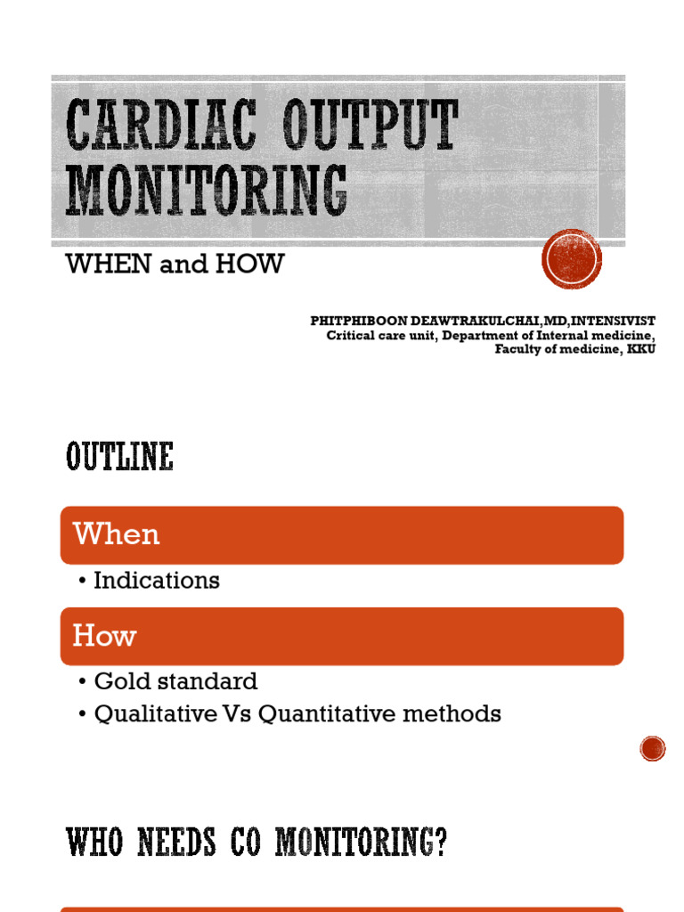 Cardiac Output Monitoring Handout Pdf Shock Circulatory Sepsis