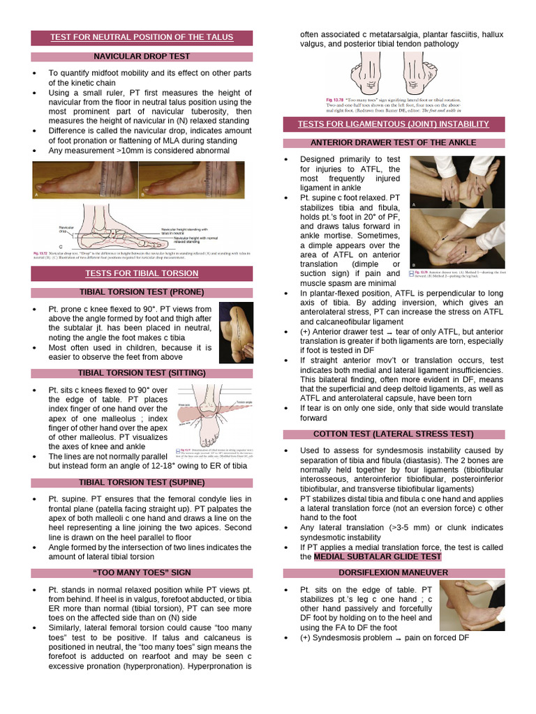 Special Tests For Ankle and Foot | Download Free PDF | Ankle | Foot