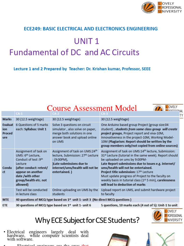 Lecture 1 - 2 - Pptweek1 - DR Krishan Kumar 22397 | PDF | Inductance ...