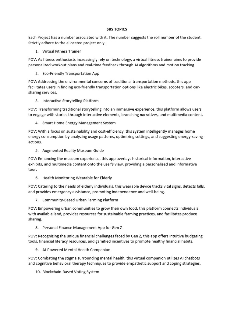 SRS Topics | PDF | Augmented Reality | Artificial Intelligence