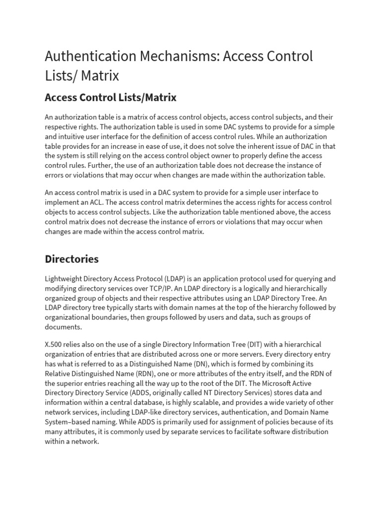 Am - Access Control Matrix | Download Free PDF | Network Architecture ...
