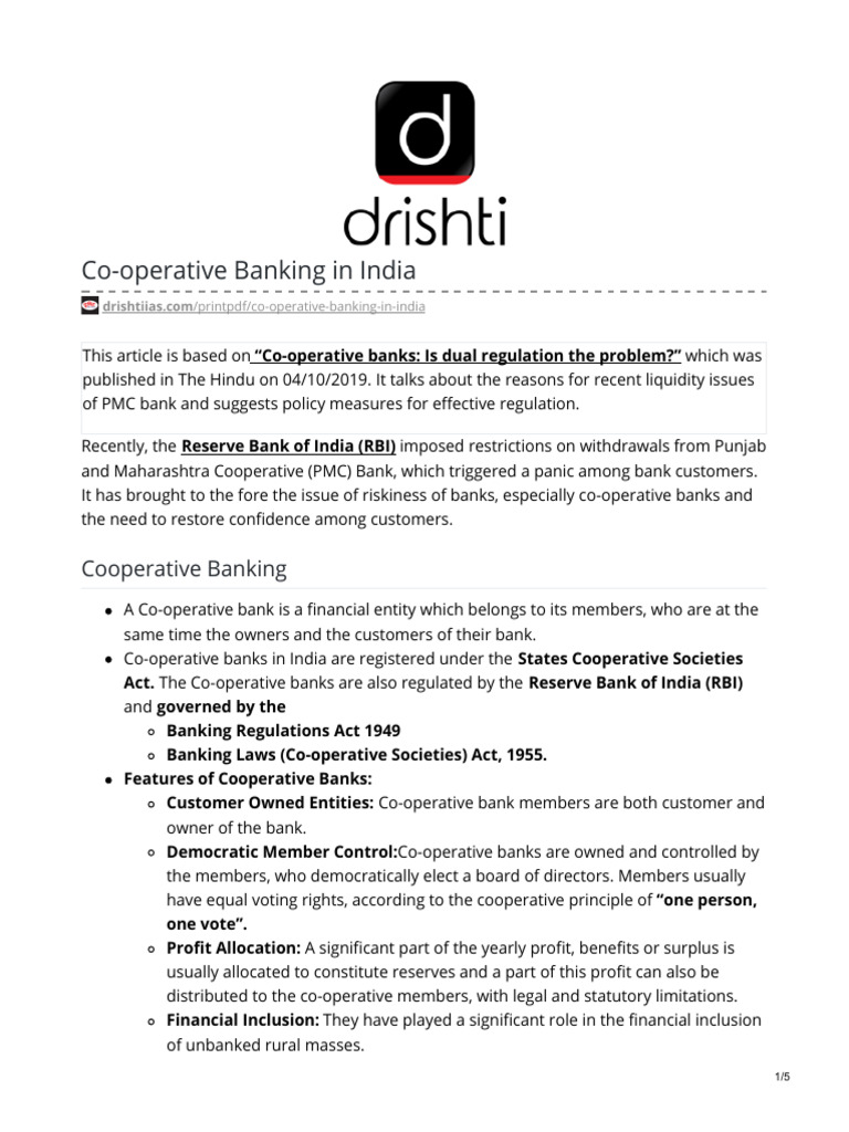 Co Operative Banking in India | PDF | Credit | Finance & Money Management