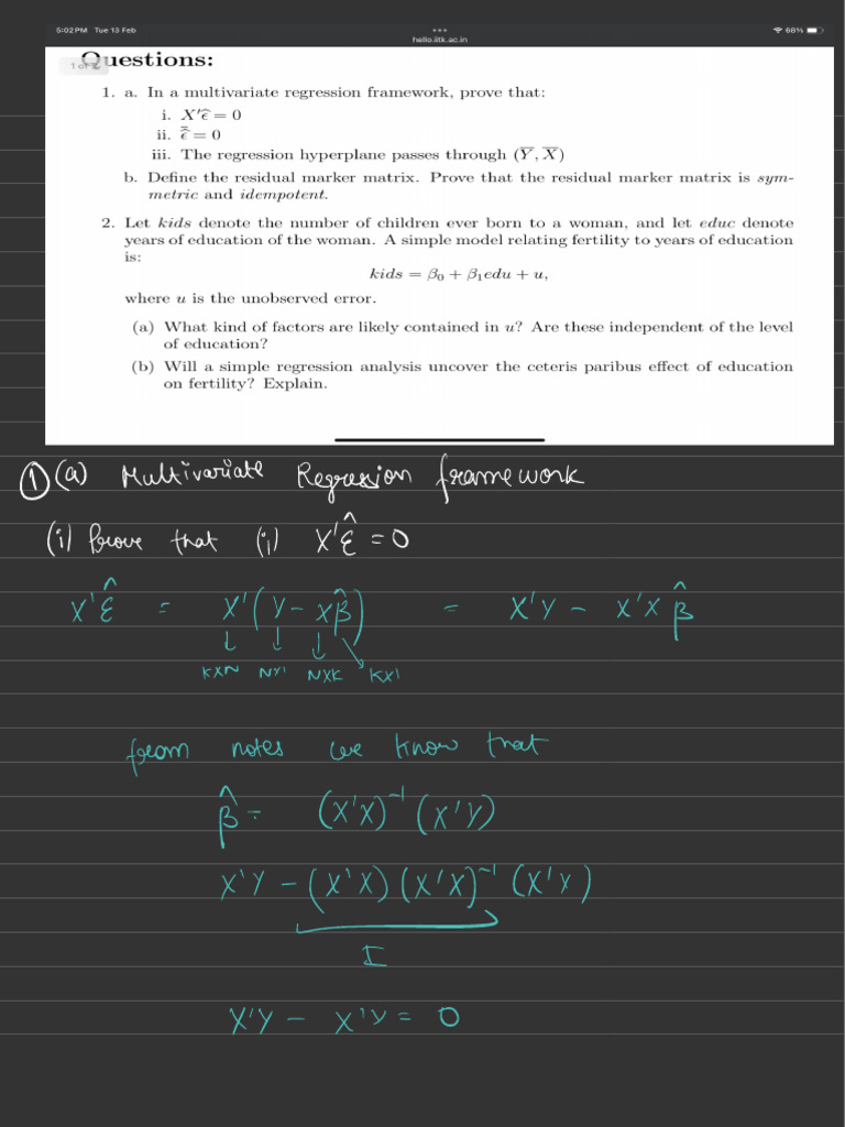 Econometrics Assignment 1 | PDF | Regression Analysis | Mathematical And Quantitative Methods ...