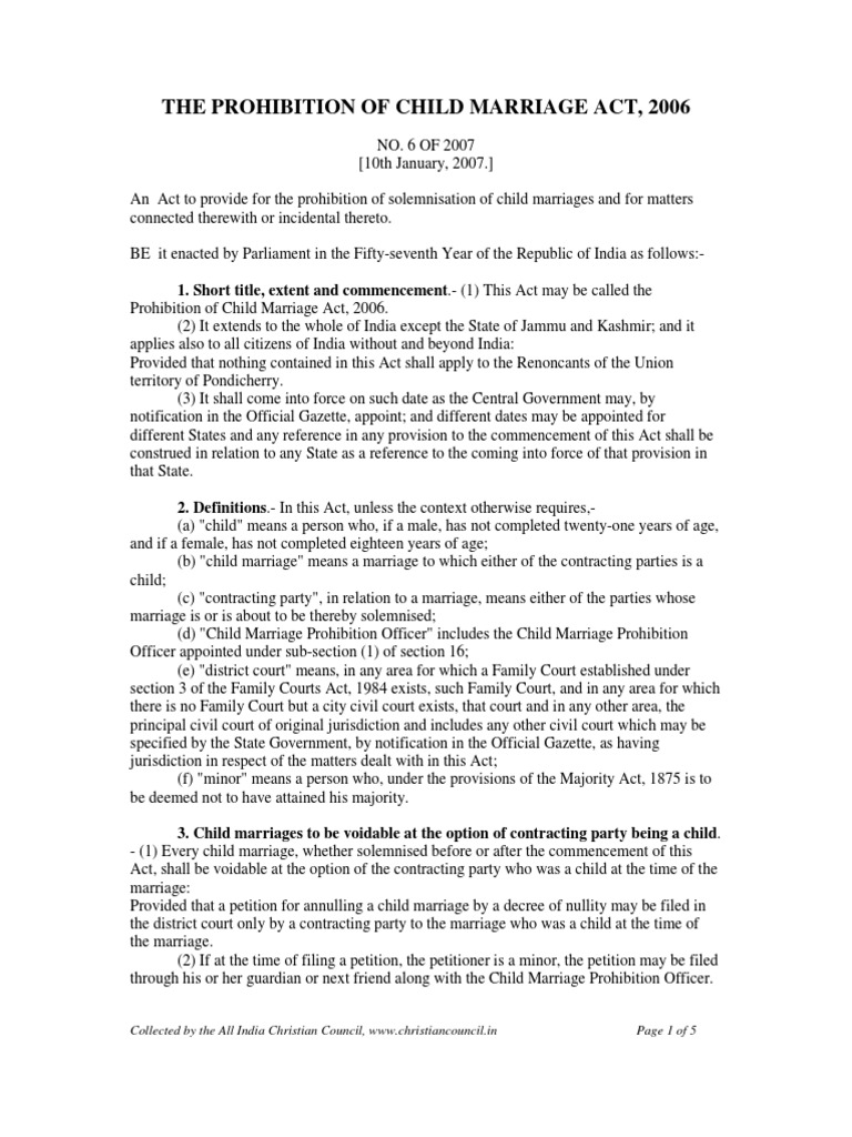 Child Marriage Act, 2006 | Annulment | Marriage | Free 30-day Trial ...