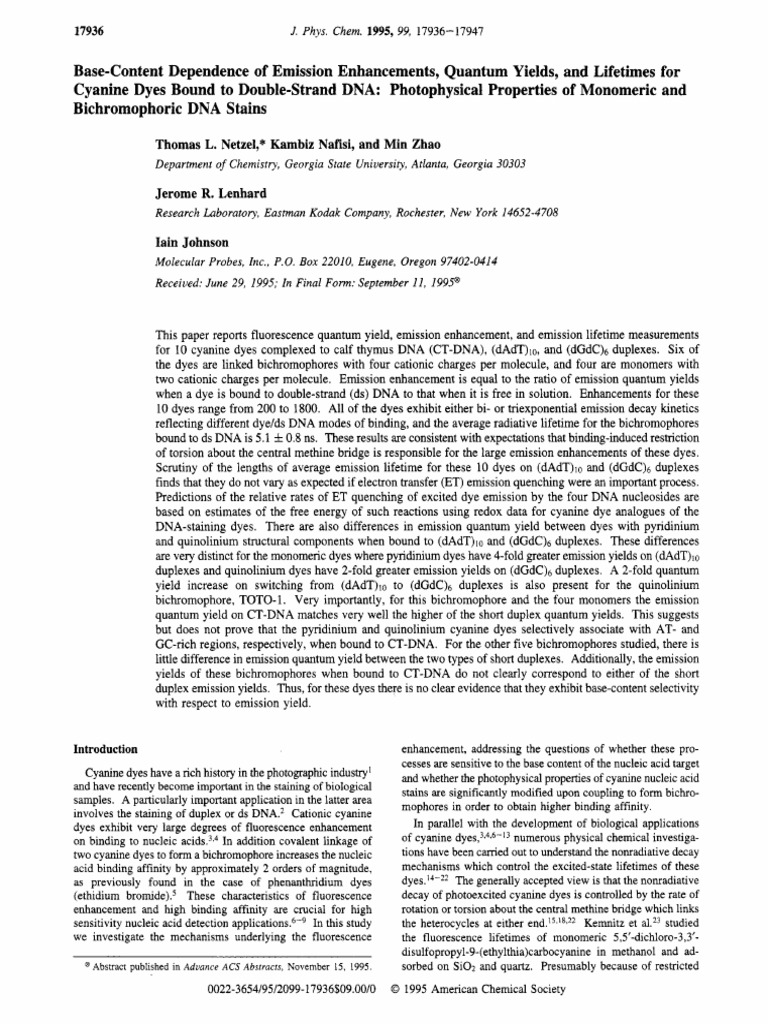 Netzel 1995 | PDF | Fluorescence | Emission Spectrum