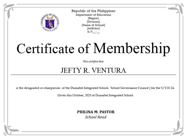 (SGC) Membership Certificate Template | PDF