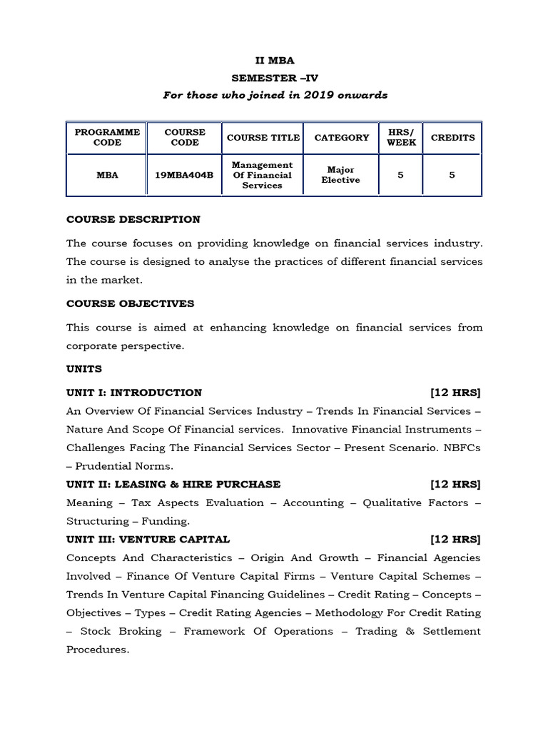 MFS Syllabus - April 2024 | PDF | Venture Capital | Corporate Finance