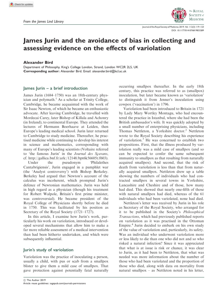 James Jurin and The Avoidance of Bias PUB | Download Free PDF ...