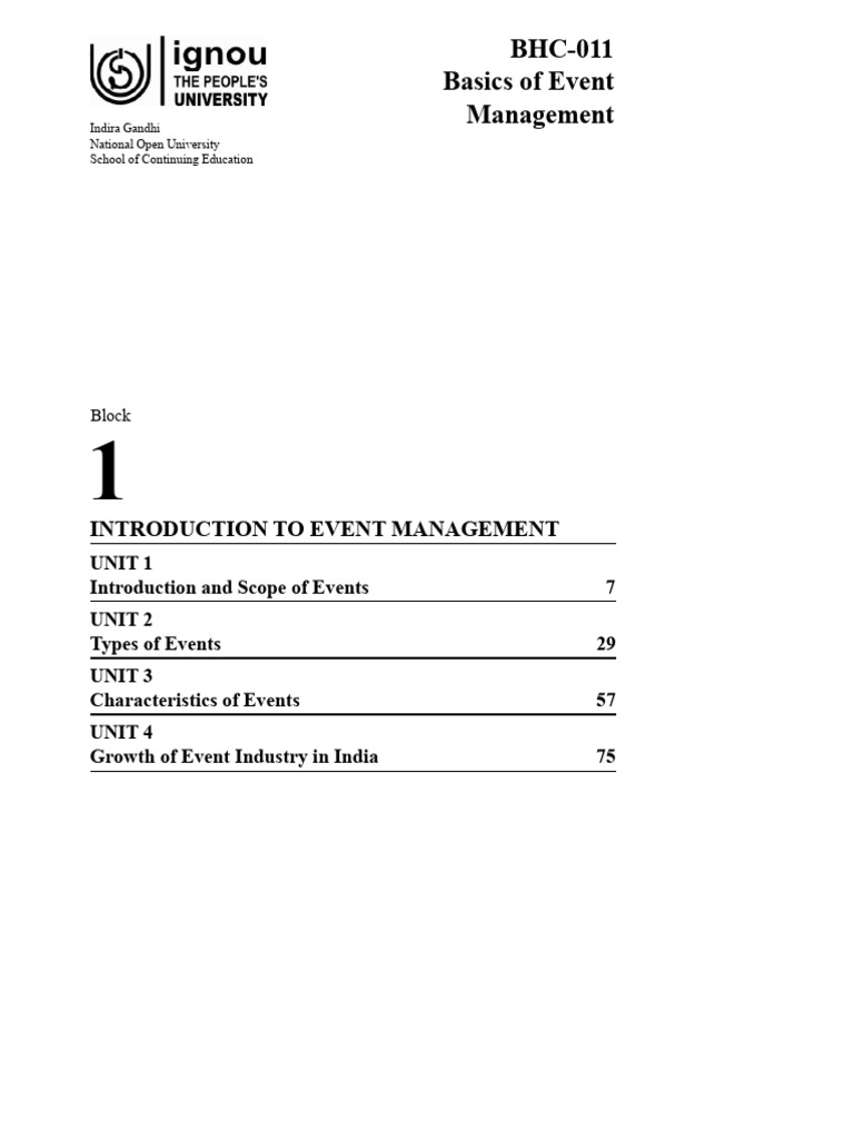 Block-01 Introduction To Event Management | PDF | Target Audience ...