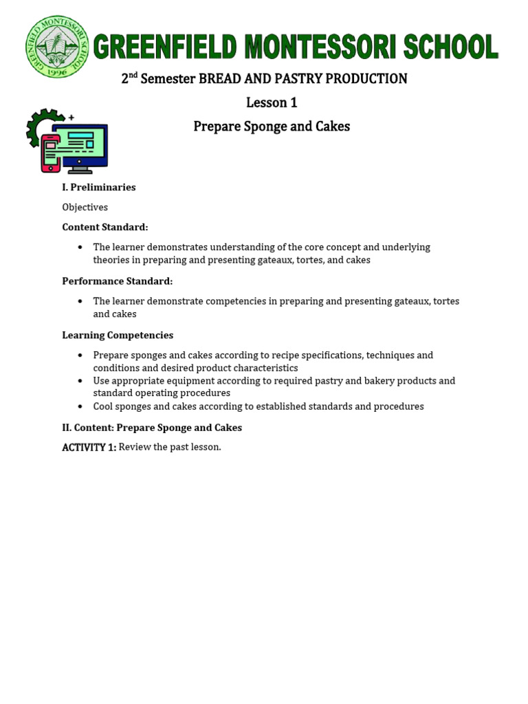 BPP - Lesson 1 | PDF | Cakes | Baking