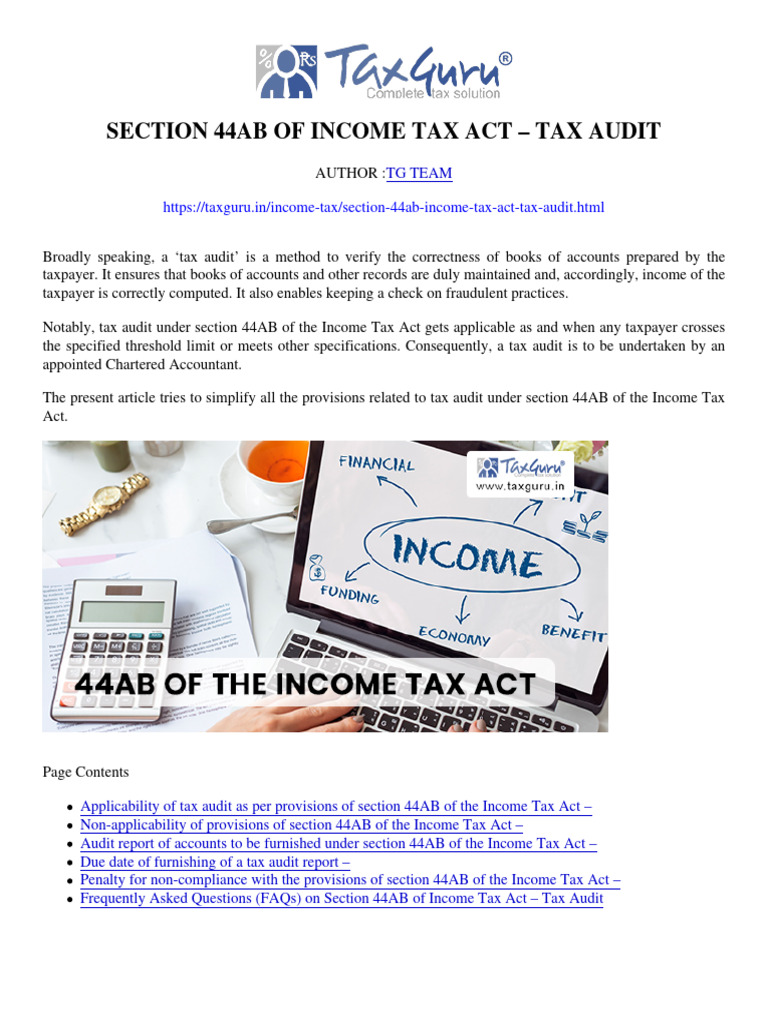 Section 44AB of Income Tax Act | PDF | Taxes | Income Tax
