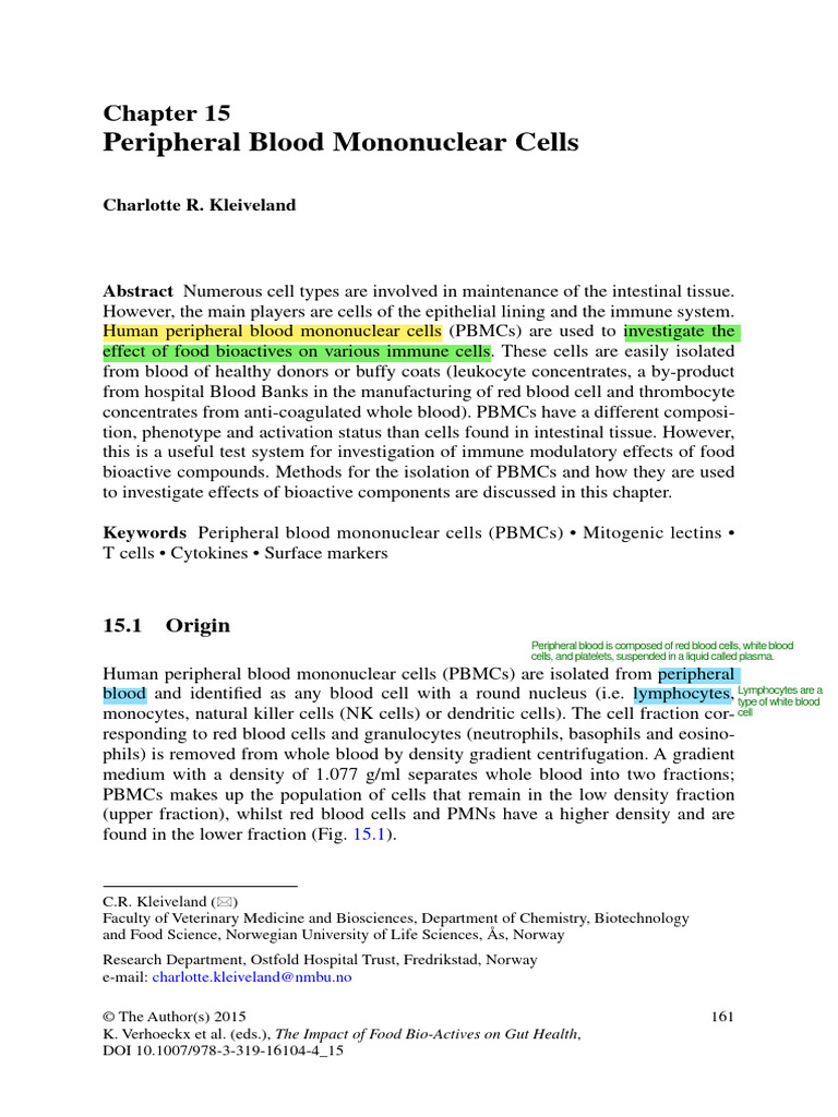 PBMC Protocols | PDF | White Blood Cell | Lymphocyte