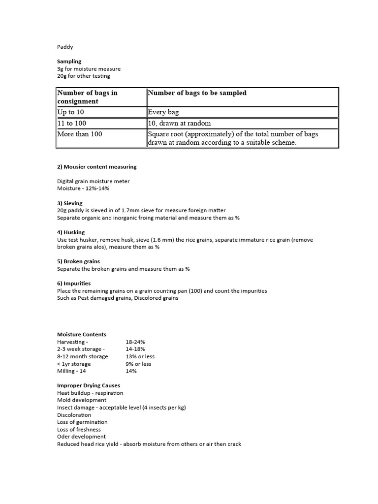 Rice - Rice Quality Parameters and Formulations | PDF