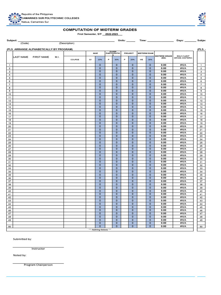 Section Grade Sheet | PDF | Educational Institutions | Schools