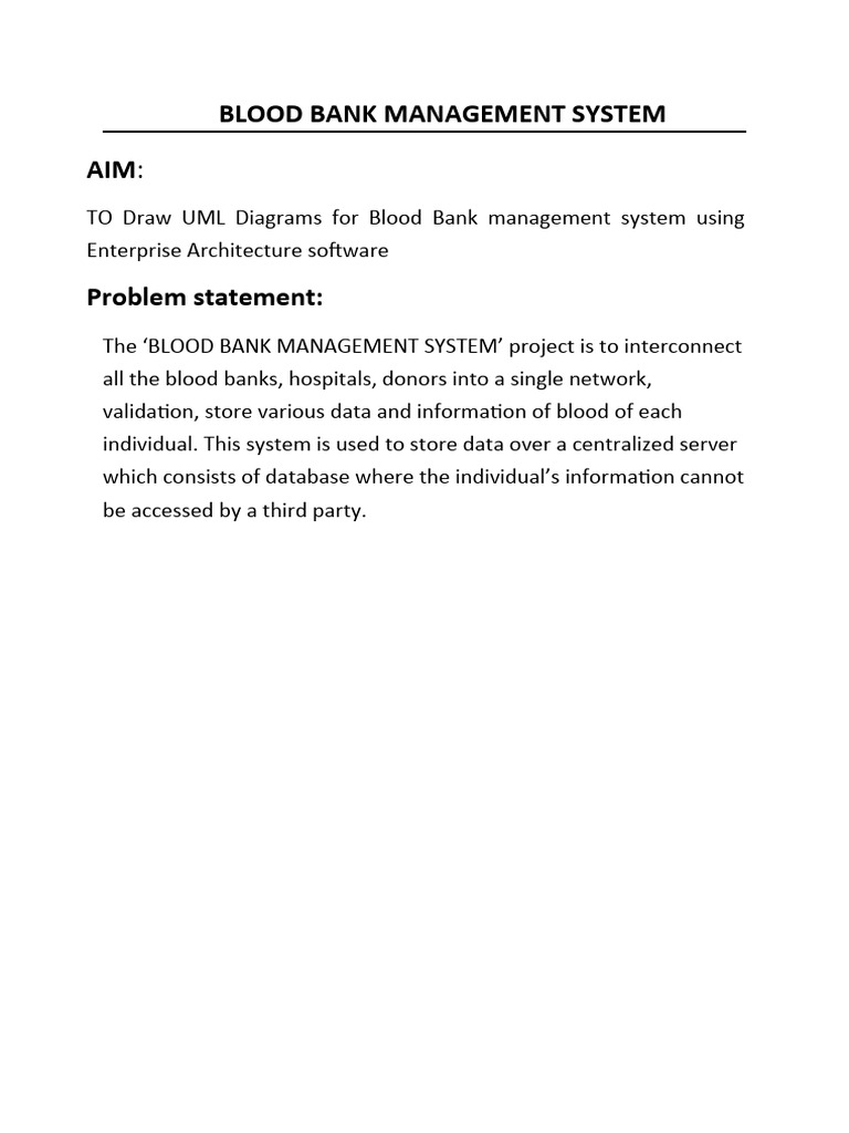 UML for Blood Bank Systems | PDF