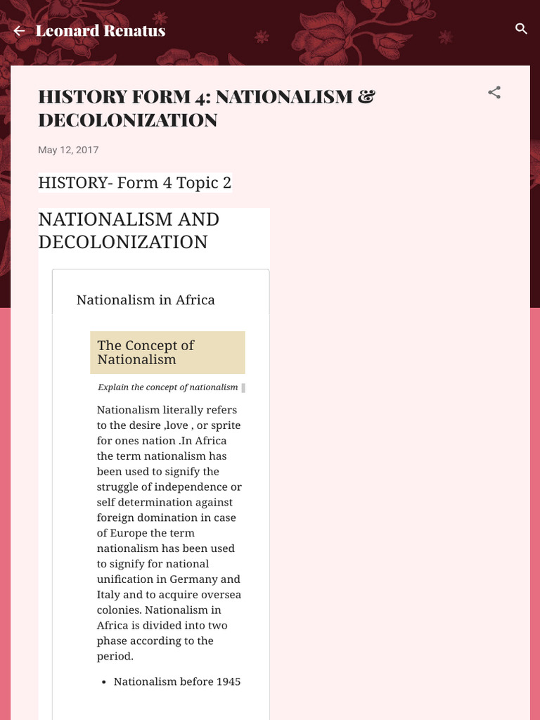 History Form 4: Nationalism & Decolonization | PDF | Nationalism ...