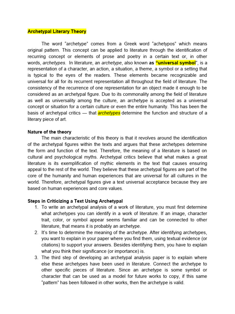 Lesson 16. ARCHETYPAL, FORMALISM, AND DECONSTRUCTIONISM CRITICISMS | PDF